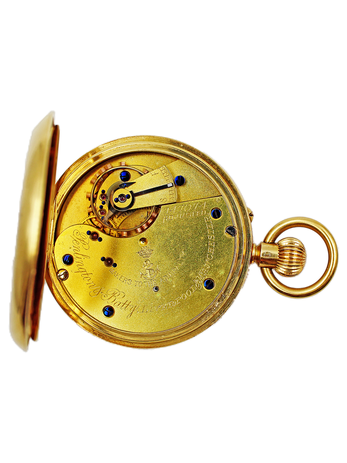 Penlington & Batty 18k Yellow Gold English Open Face Pocket Watch w ...